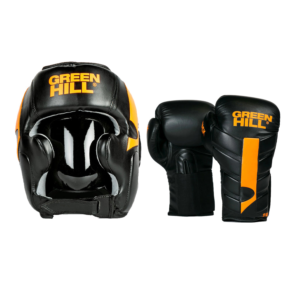 Boxing Set Gloves + Head Guard Attack – Green Hill Sports