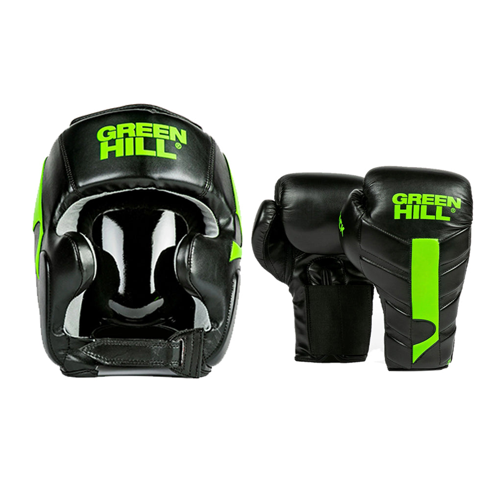 Boxing Set Gloves + Head Guard Attack – Green Hill Sports